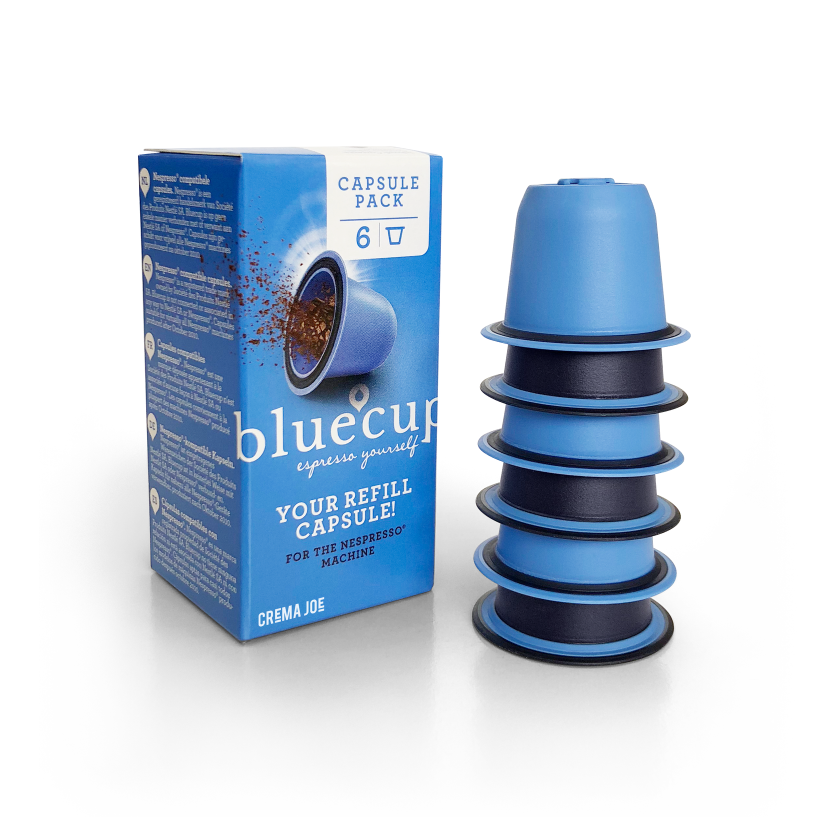 Bluecup Nespresso Compatible Reusable Coffee Pod 6 Pack – Crema Joe